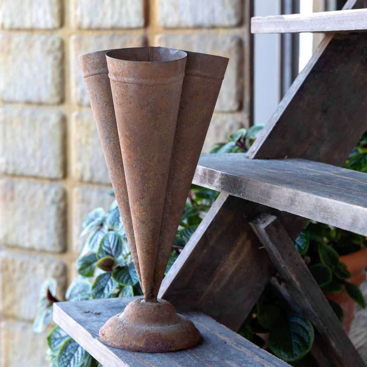 Rusty Cone Triple Vase | Pittman's Country Market