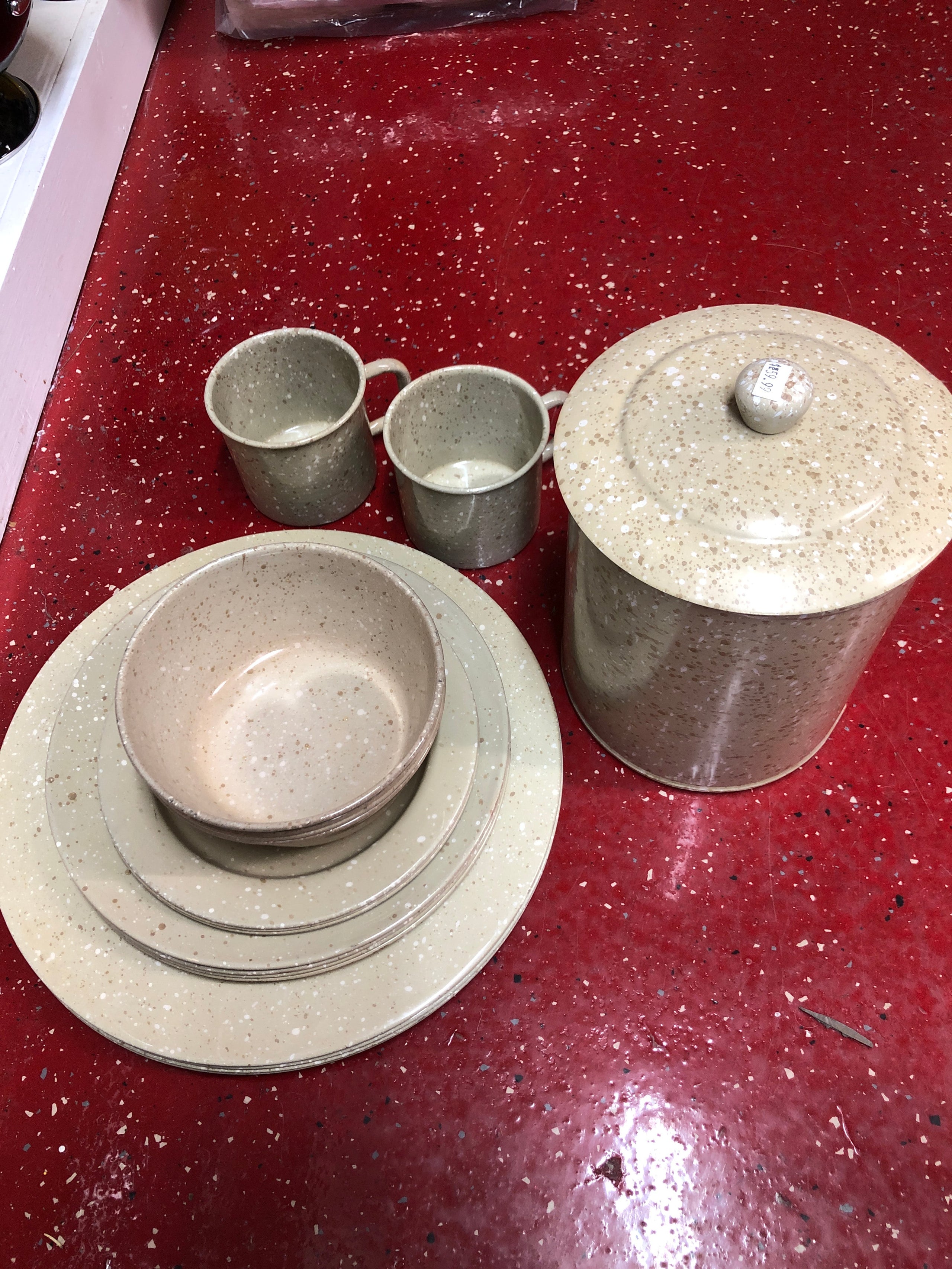 Granite enamel dinnerware set plus matching canister set | Pittman's ...