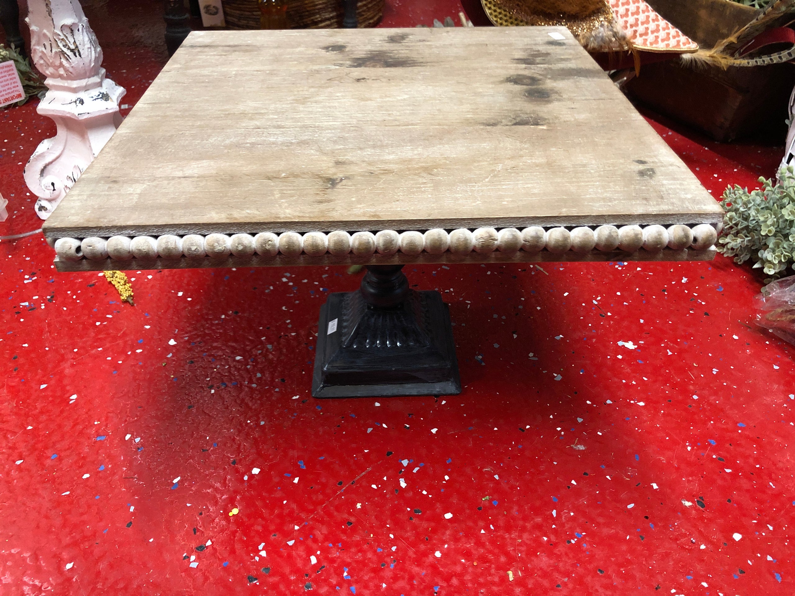 Large square beaded cake stand pedestal | Pittman's Country Market