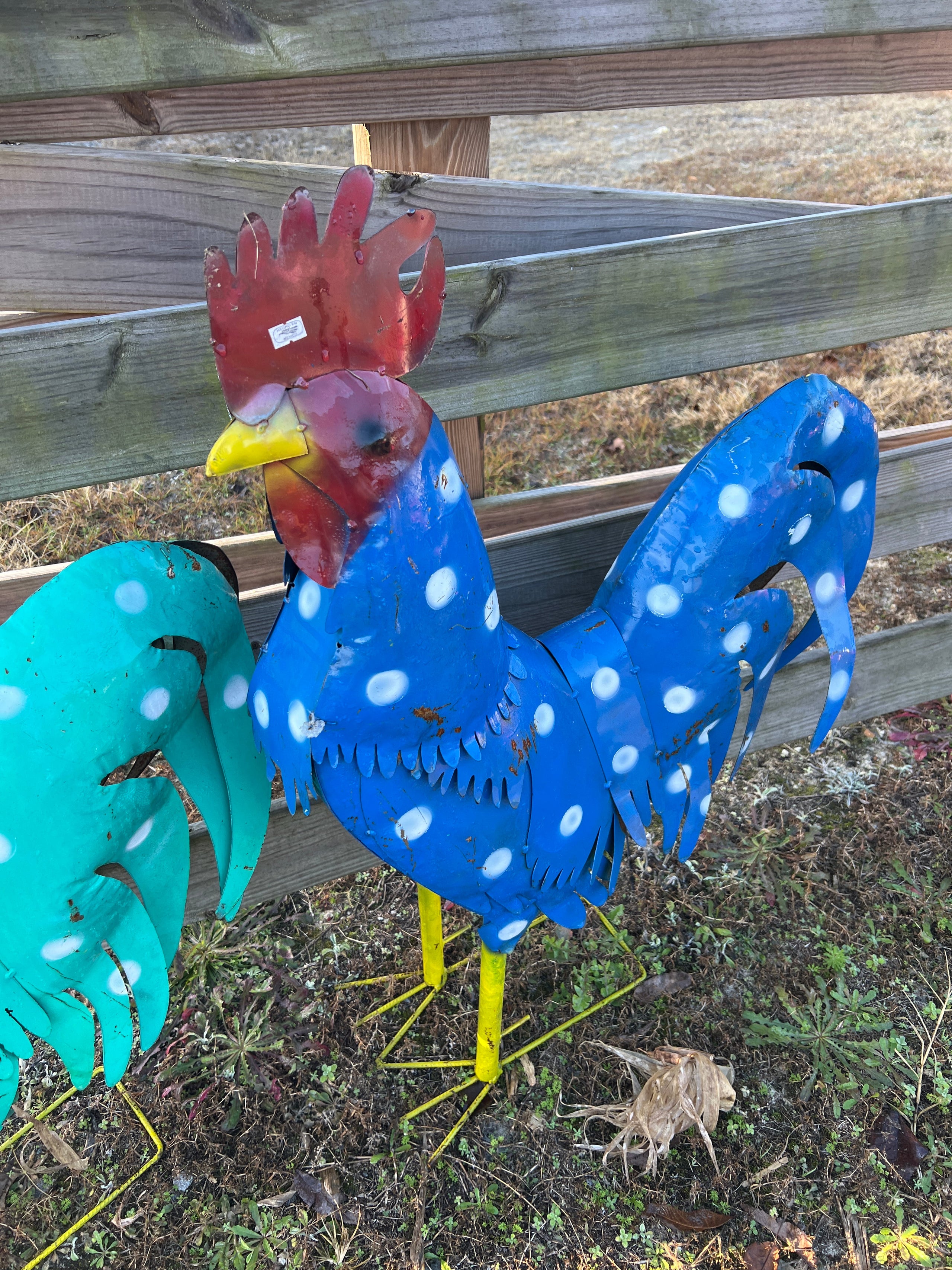 Large dark blue polka dot rooster | Pittman's Country Market