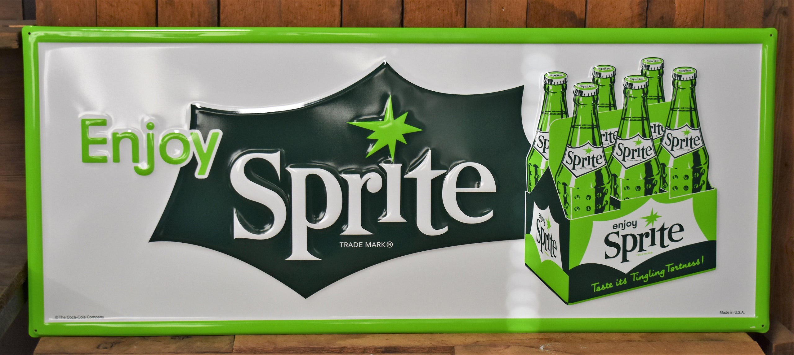 Sprite Sign, “Enjoy Sprite” with 6 Pack of Bottles, Horizontal ...