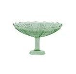 Pressed Glass Vintage Reproduction Footed Bowl w/ Scalloped Edge, Green ...