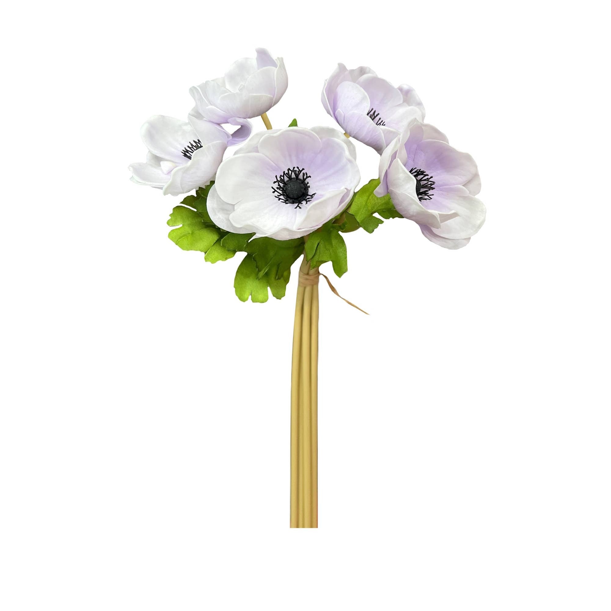Angel Isabella - 12"Real Touch Anemone-5 stem raffia tied: Pale ...