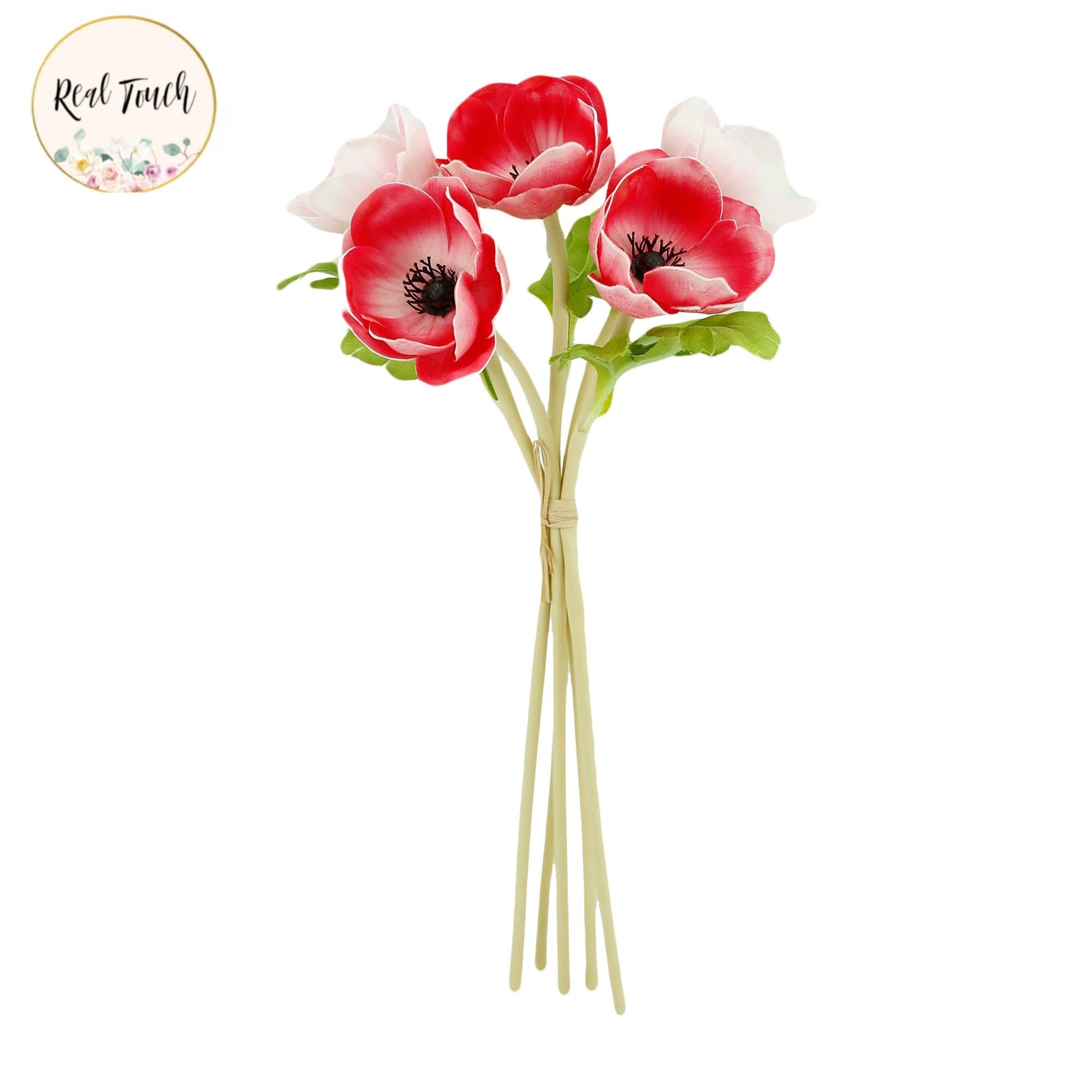Angel Isabella - 12"Real Touch Anemone-5 stem raffia tied: Shades of ...