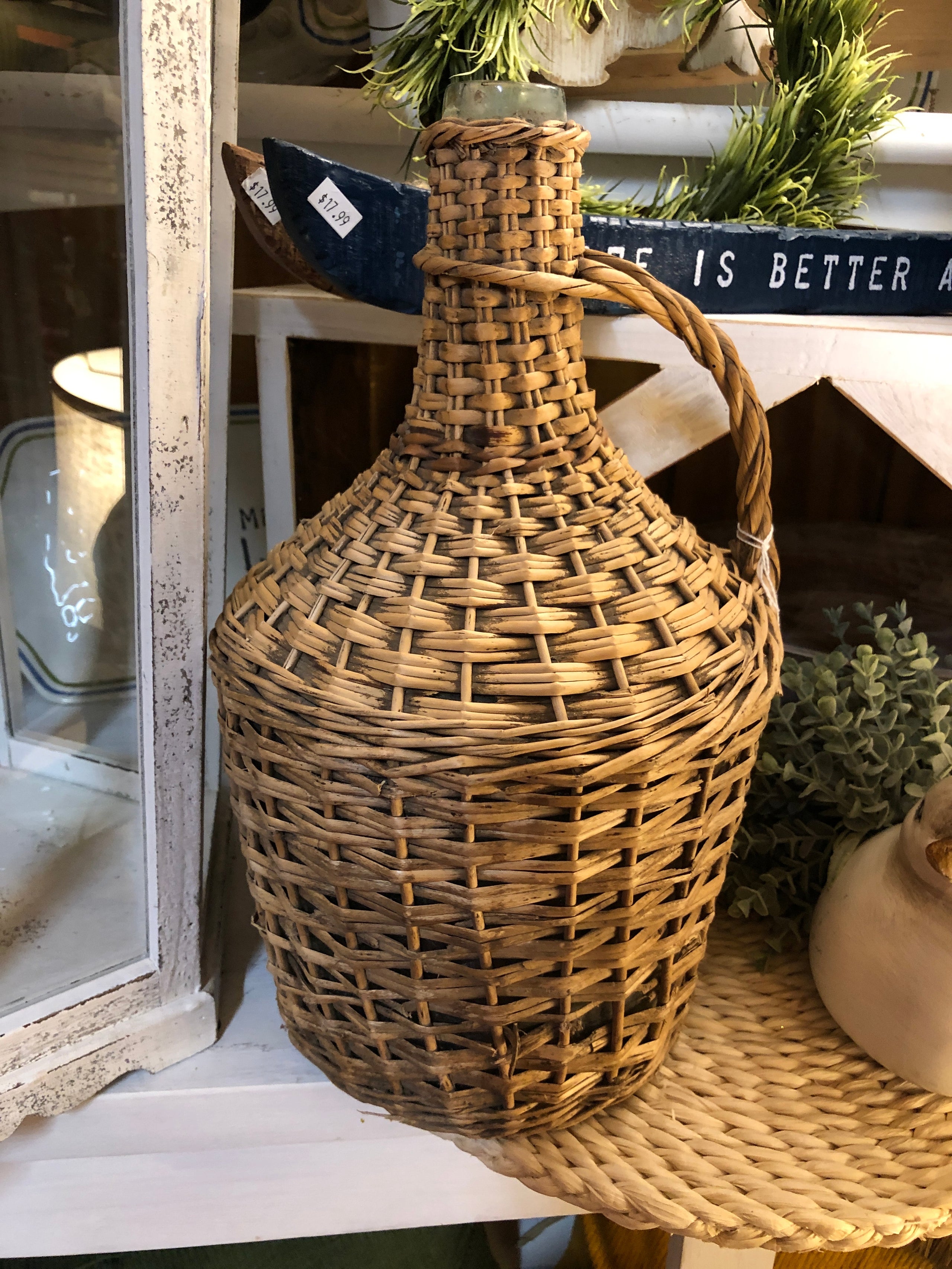 Vintage Wicker Jug | Pittman's Country Market
